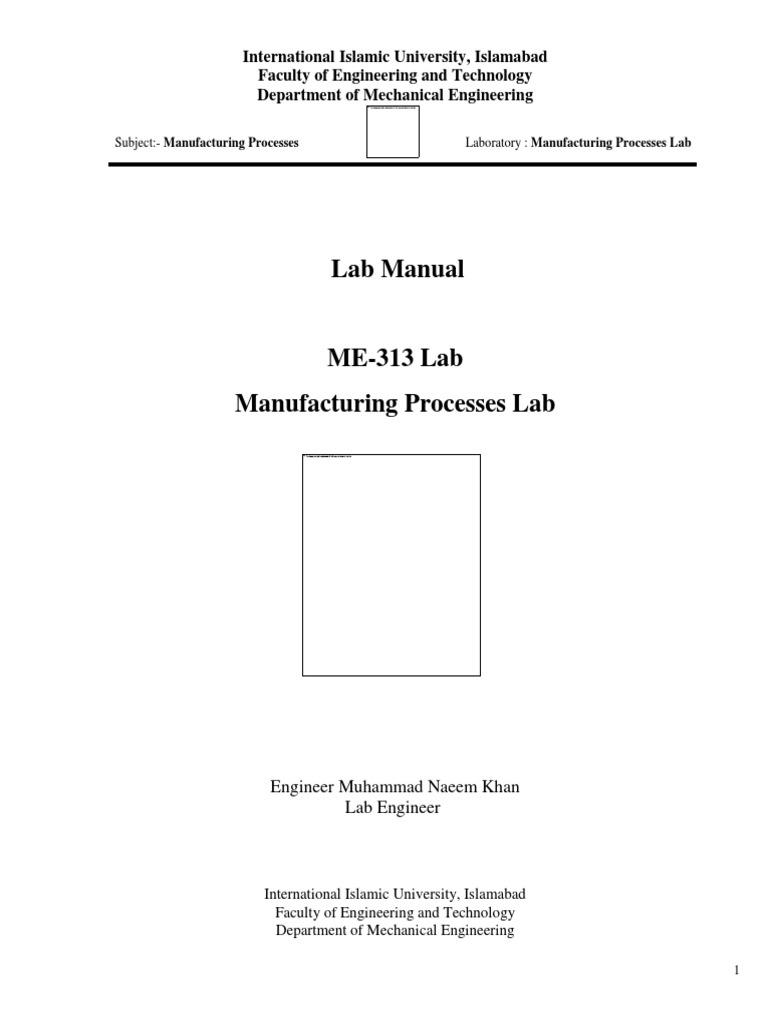 Manufacturing Processes Lab Manual | PDF | Grinding (Abrasive Cutting ...