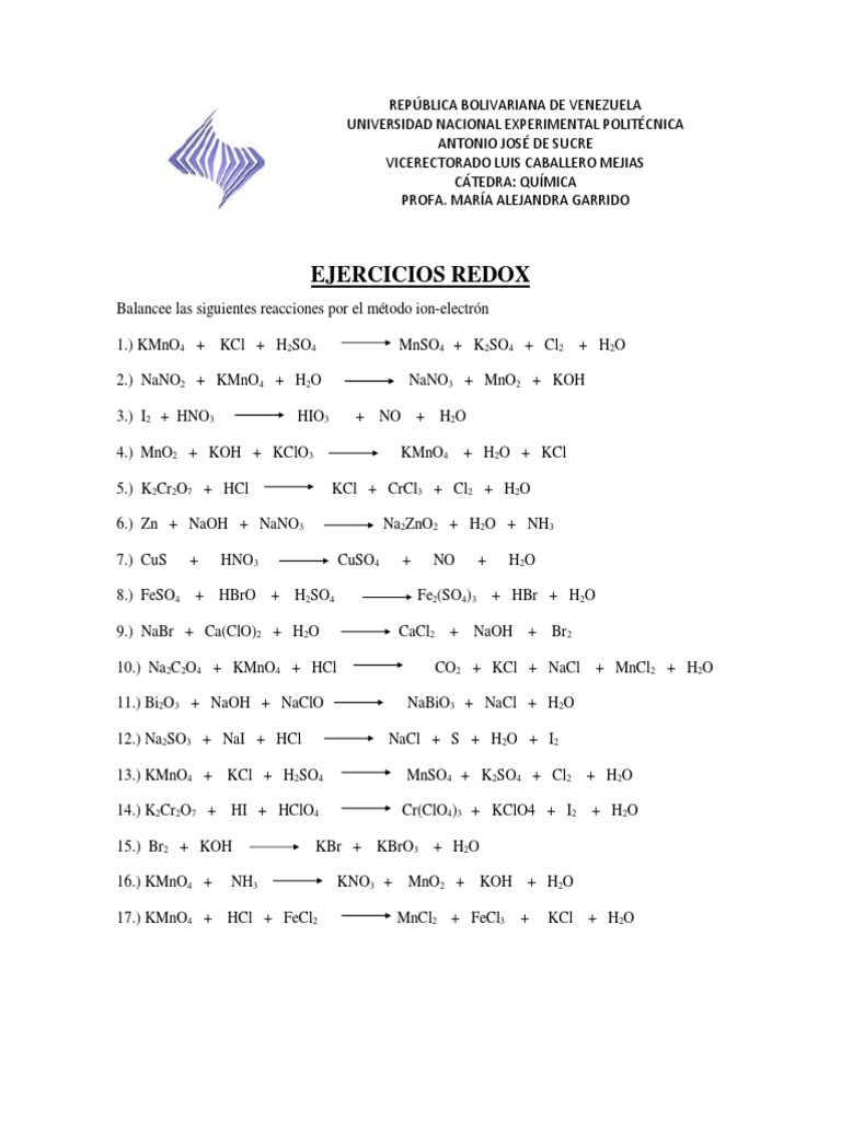 Ejercicios Redox | PDF