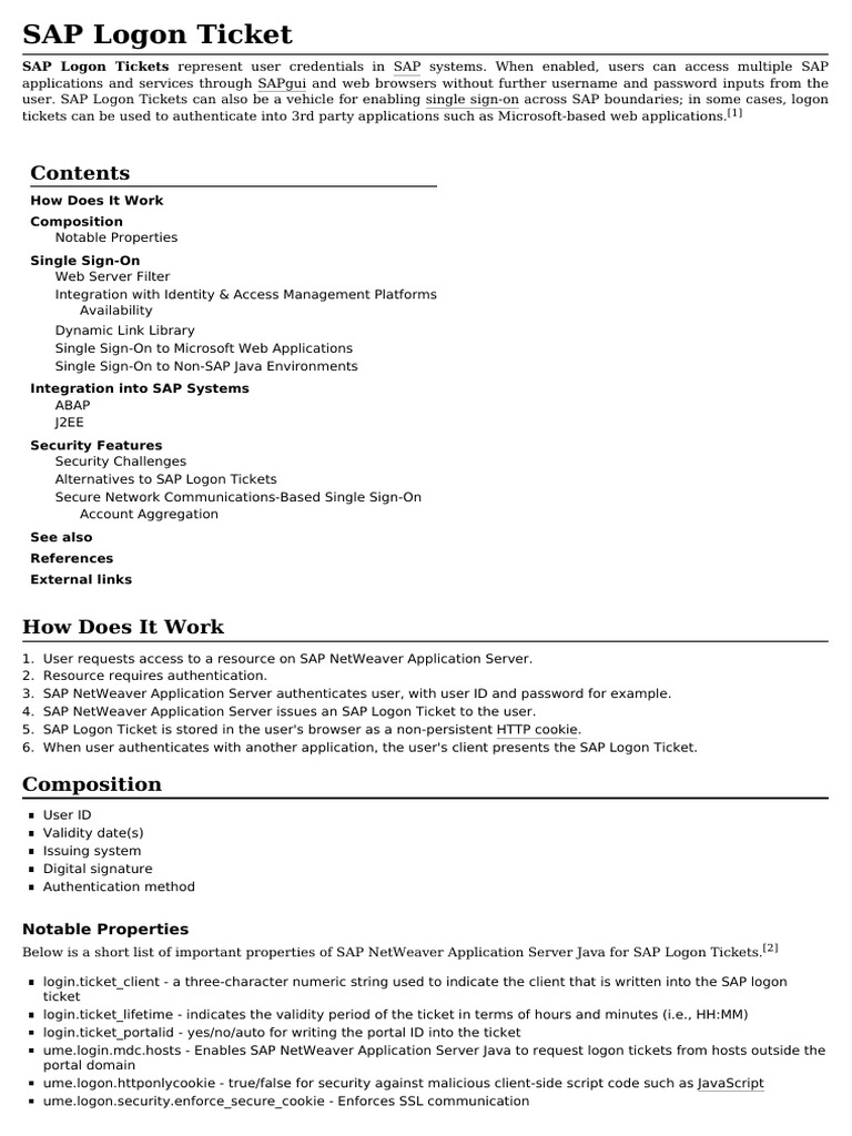 Sap Logon Ticket | PDF | Cyberwarfare | Security