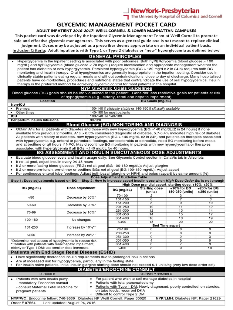 2017 05 GC Pocket Card | PDF | Hyperglycemia | Hypoglycemia