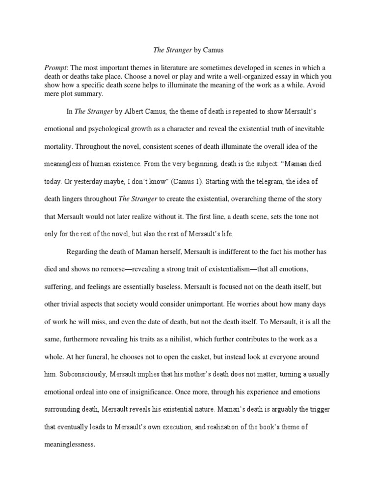 The Stranger by Camus | PDF | Existentialism | Albert Camus