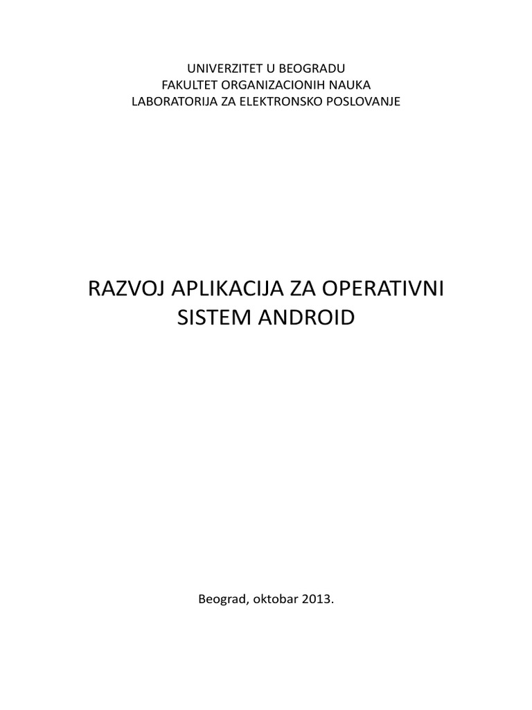 Razvoj Aplikacija Za Operativni Sistem Android | PDF