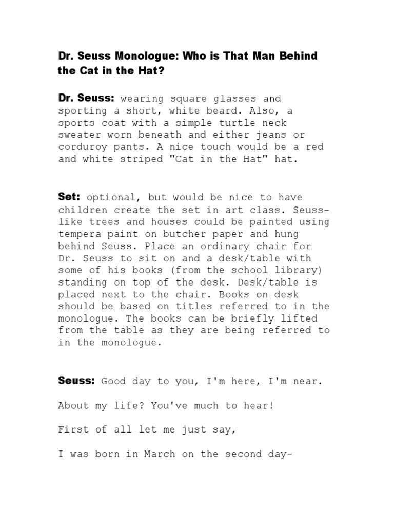Dr. Seuss Monologue | PDF
