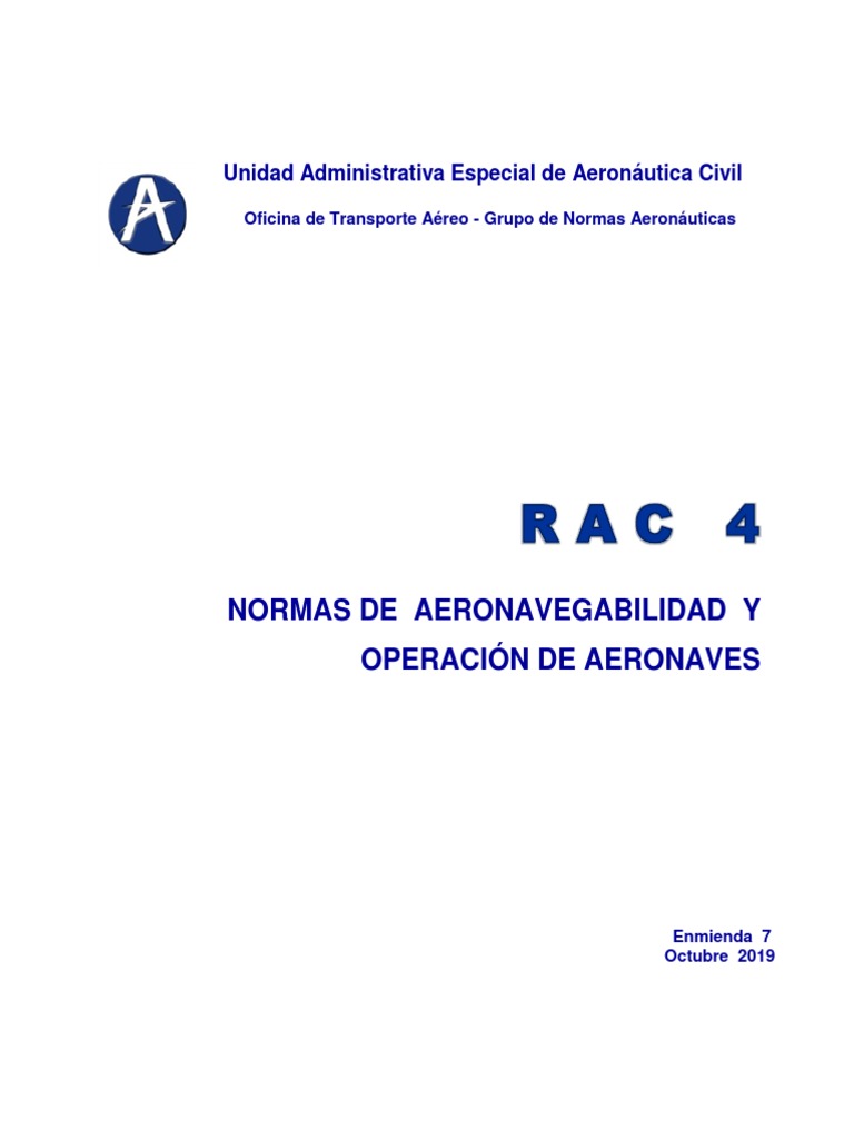 RAC 4 - Normas de Aeronavegabilidad y Operación de Aeronaves | PDF ...