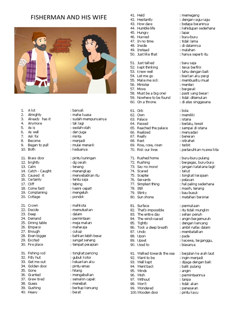 Fisherman and His Wife - Vocabulary | PDF