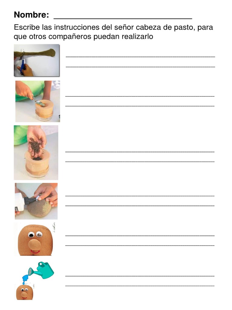 Instrucciones para hacer un Señor Cabeza de Pasto | PDF