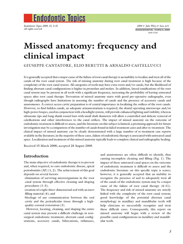 Missed Anatomy - Frequency and Clinical Impact | PDF | Dental Anatomy ...