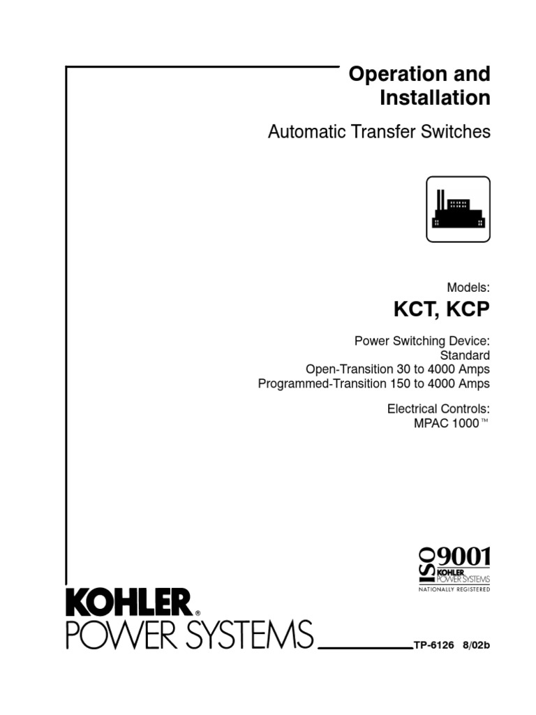Kohler ATS Installation and Operation Guide | PDF | Electrostatic ...