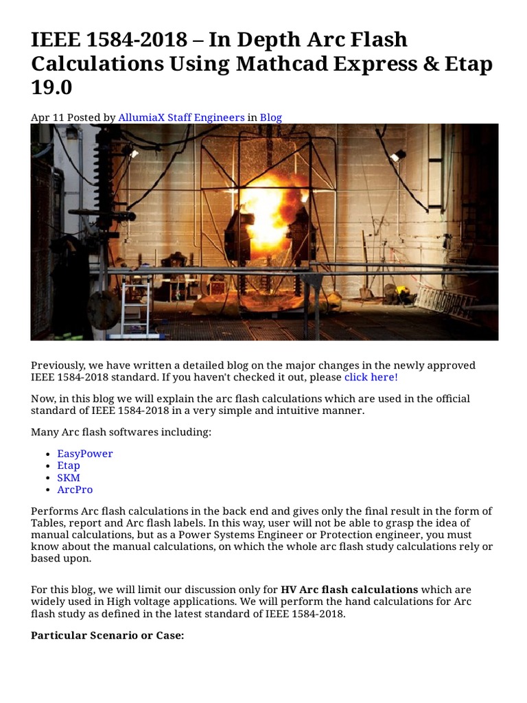IEEE 1584-2018 - in Depth Arc Flash Calculations Using Mathcad Express ...