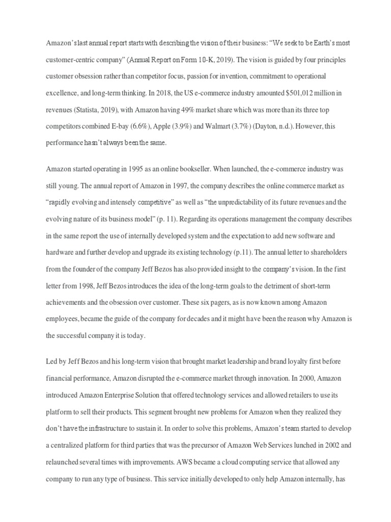 Amazon Case Study-Strategic Management | PDF | Retail | E Commerce
