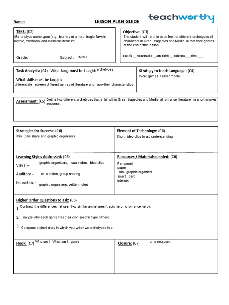 Lesson Plan Guide LPG | PDF | Art
