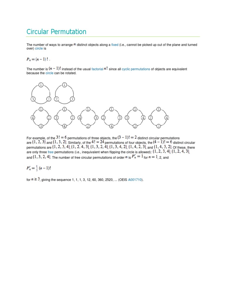 Circular Permutation | PDF | Permutation | Number Theory