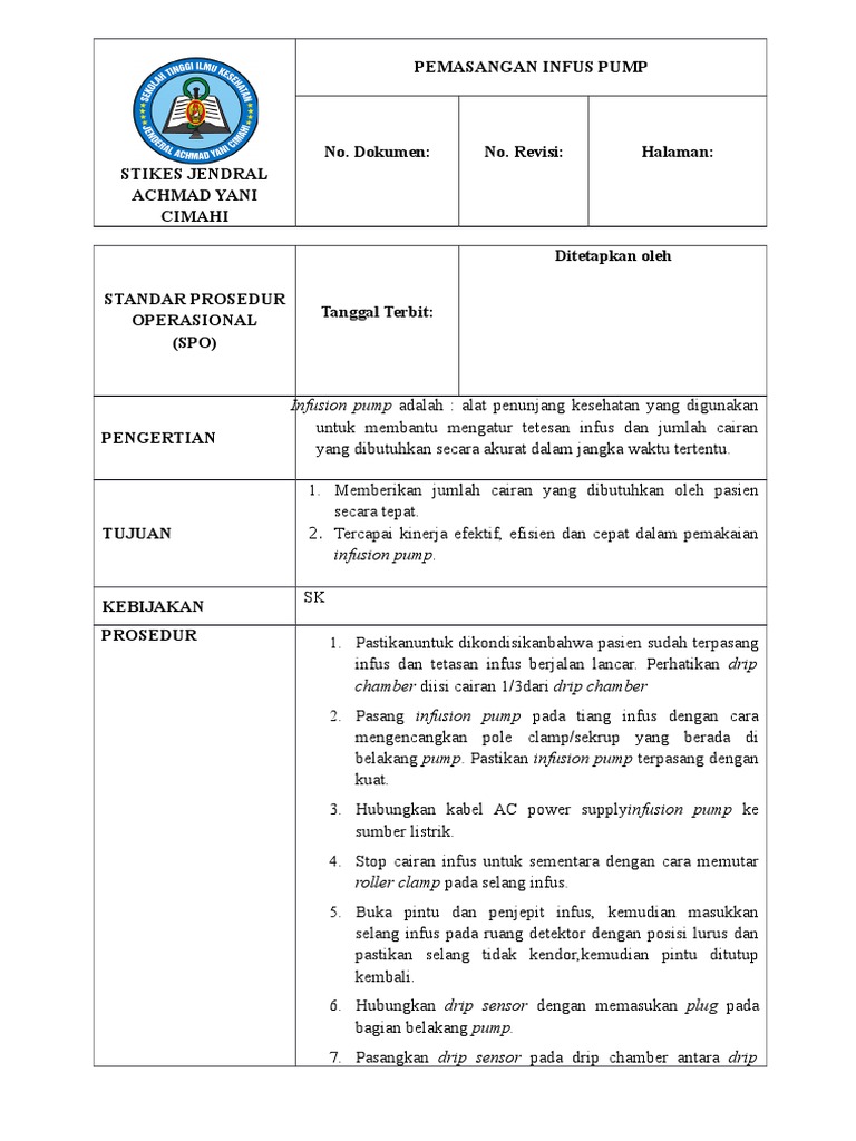 SOP Infus Pump | PDF