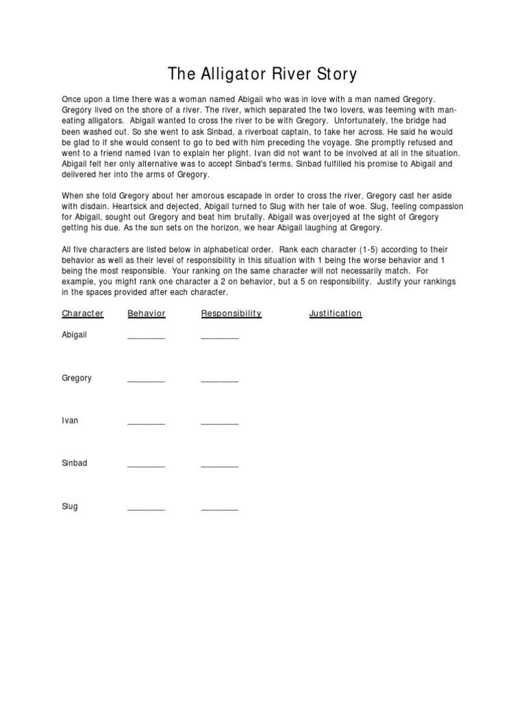 Alligator River Story Character Analysis | PDF
