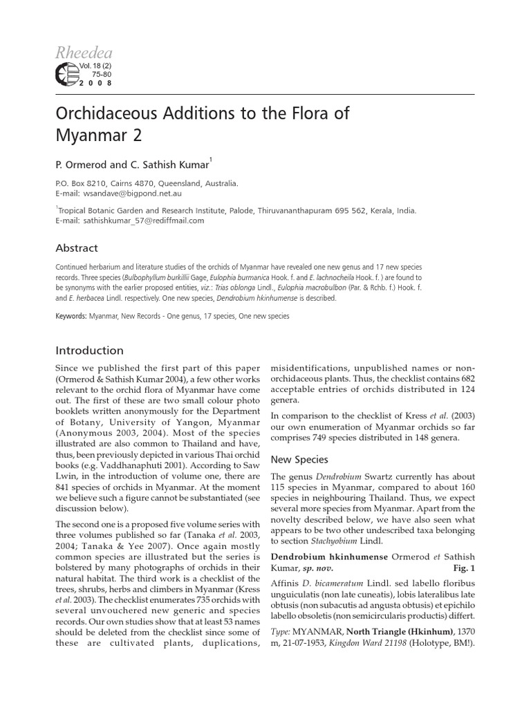 Ormerod and C. Sathish Kumar PDF | PDF | Flowers | Taxa