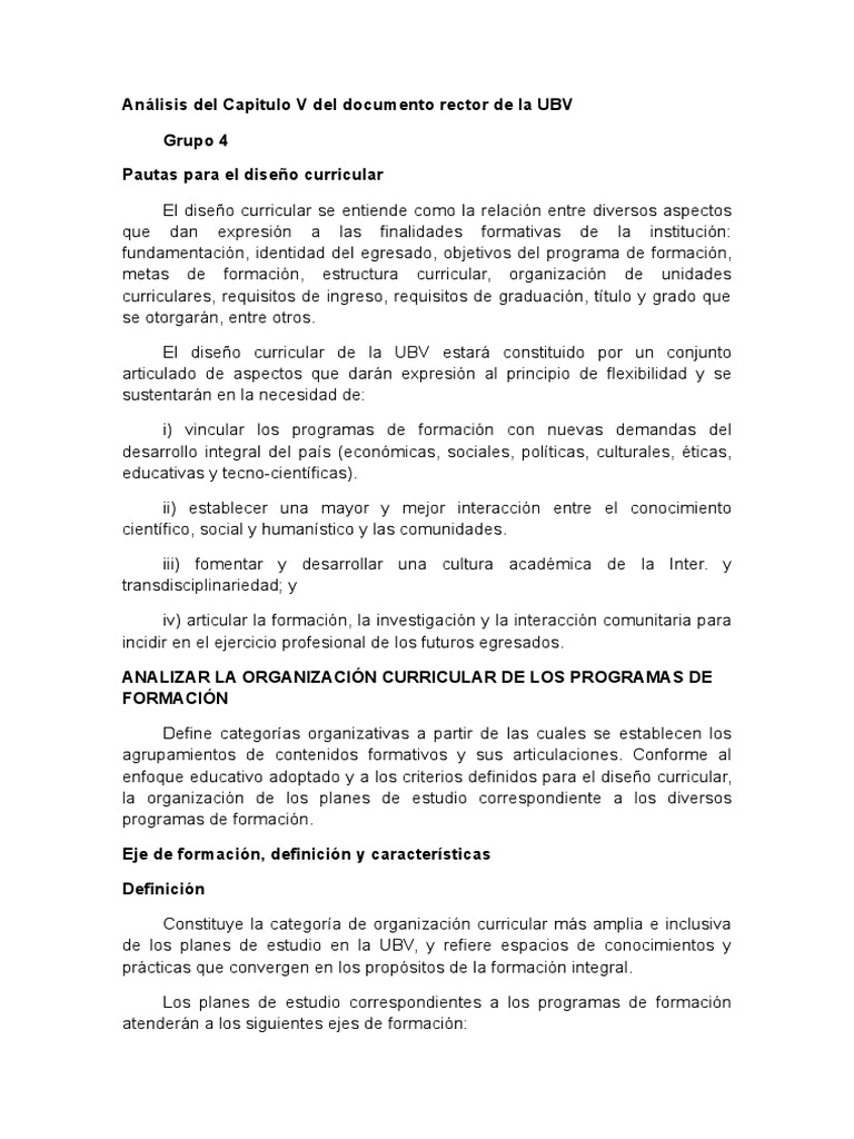 Analisis Del Capitulo V Del Documento Rector | PDF | Plan de estudios | Sociedad