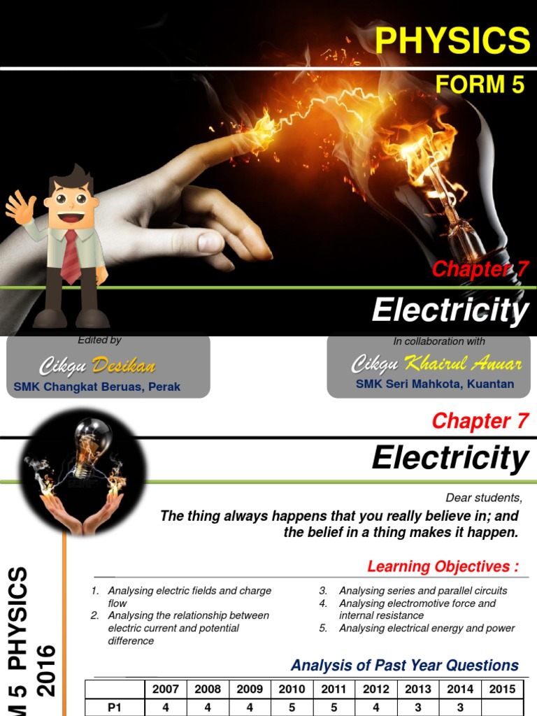 Form 5 Physics: Chapter 7 Electricity | PDF | Volt | Electric Current