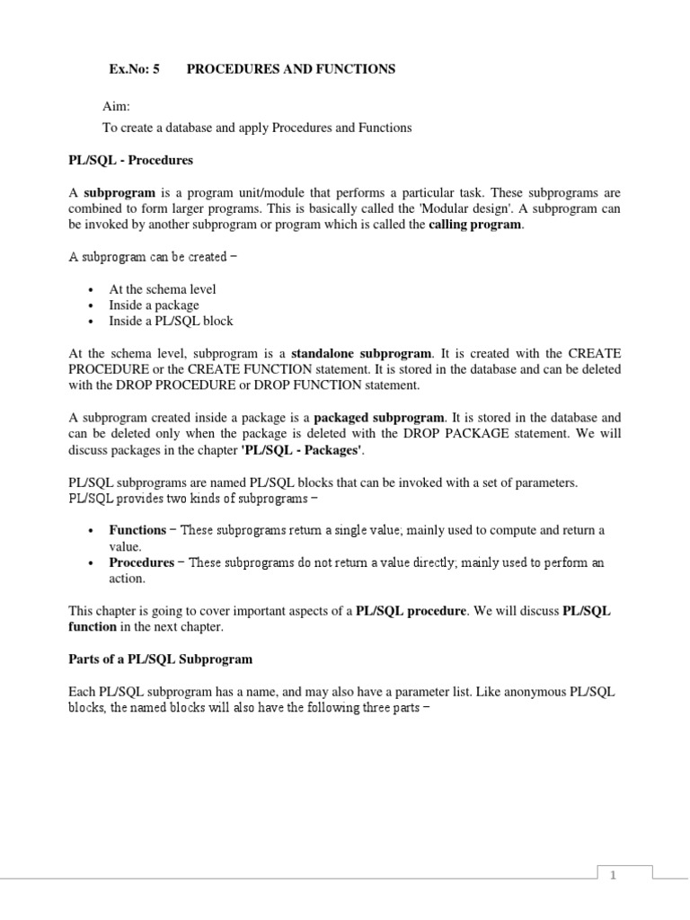 CS8481 - Database Management Systems Lab Manualfinal | Download Free PDF | Pl/Sql | Subroutine