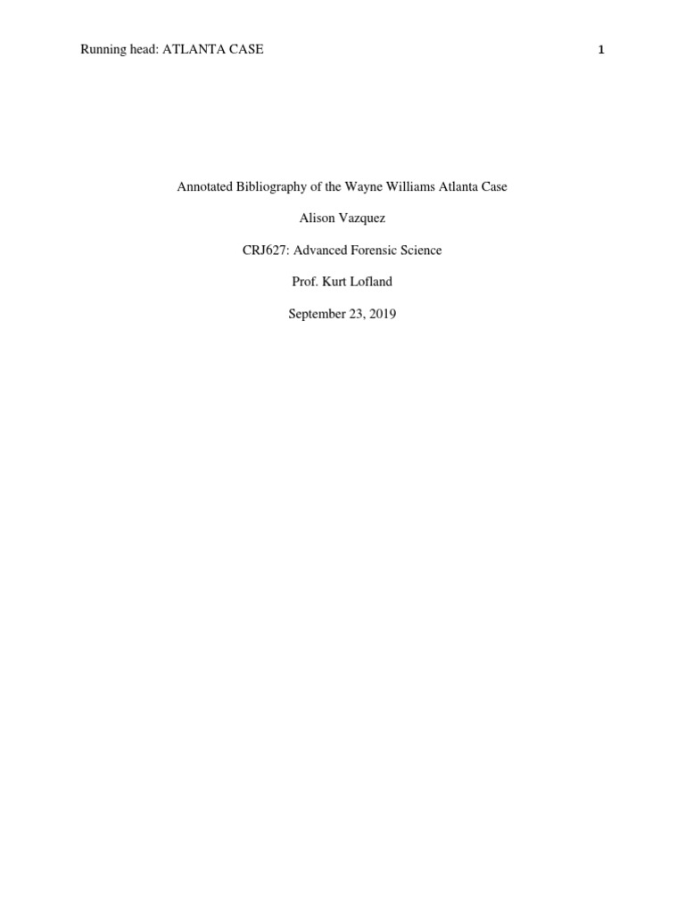 Annotated Bibliography of The Wayne Williams Atlanta Case | PDF | Law ...
