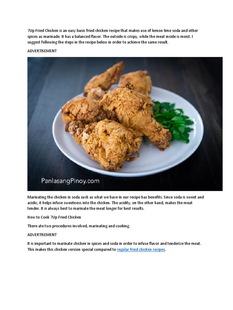 7 Up Fried Chicken | PDF | Marination | Cooking