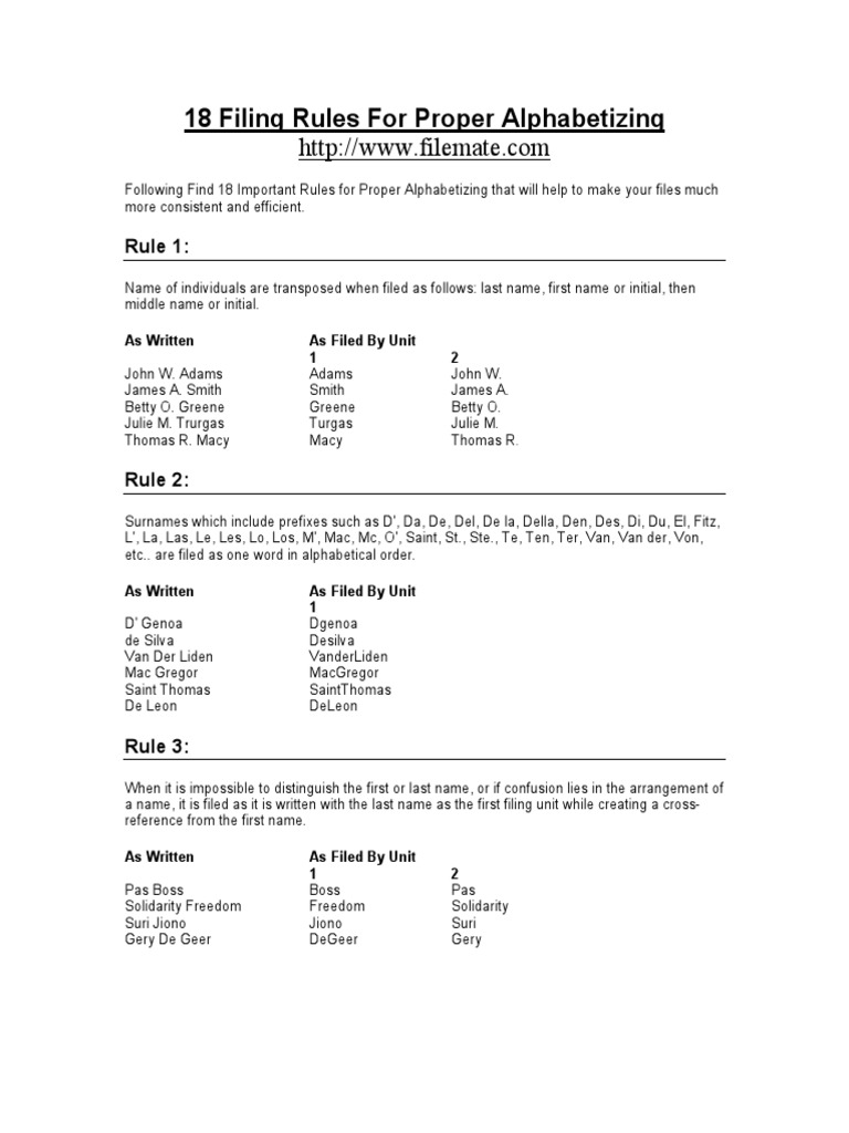 18 Rules in Alphabetization | PDF | Linguistic Morphology | Linguistics