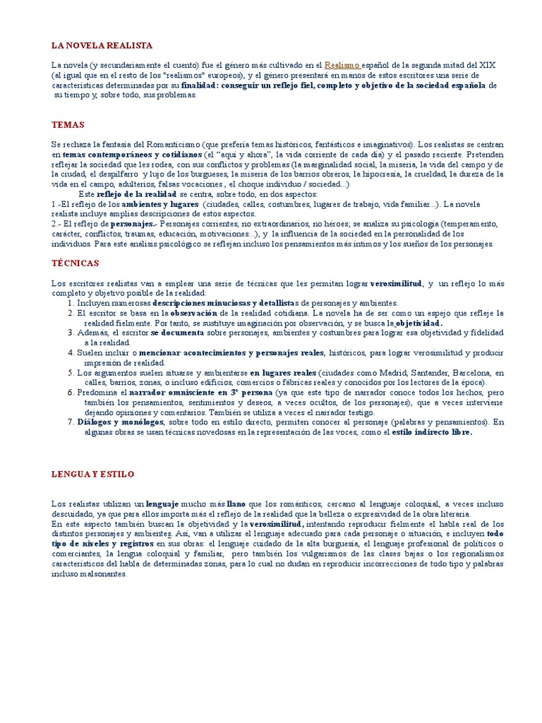 La Novela Realista | PDF | Realismo literario | Novelas