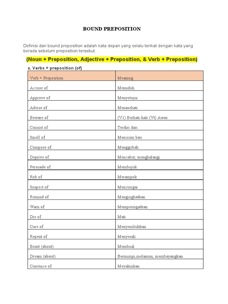 Bound Preposition PDF | PDF