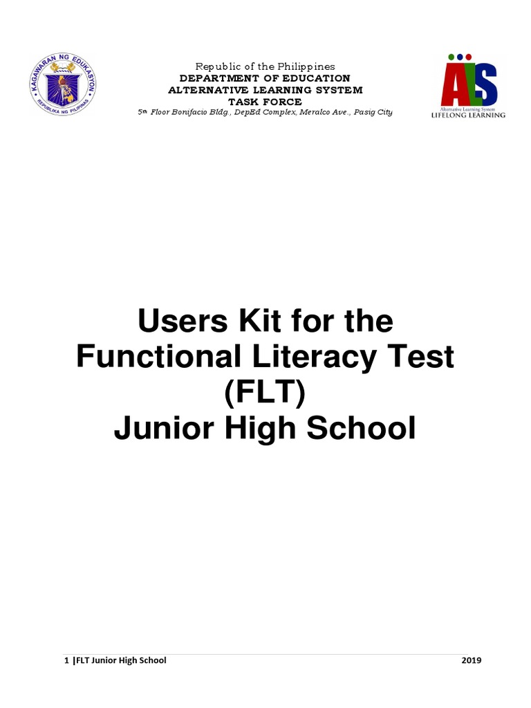 DepEd ALS FLT Junior High School Users Kit | PDF | Multiple Choice | Usb Flash Drive