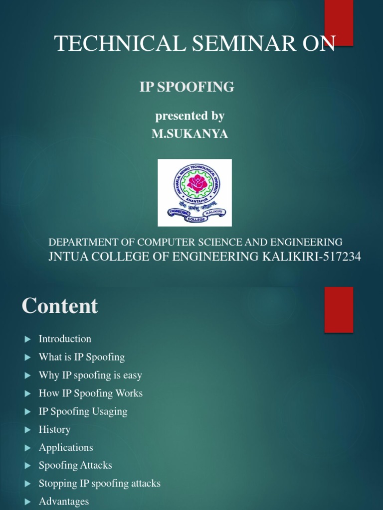 IP Spoofing ppt-523 | PDF | Internet Protocol Suite | Denial Of Service ...