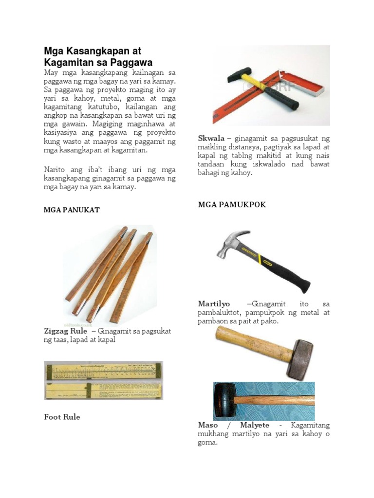 Mga Kasangkapan at Kagamitan Sa | PDF