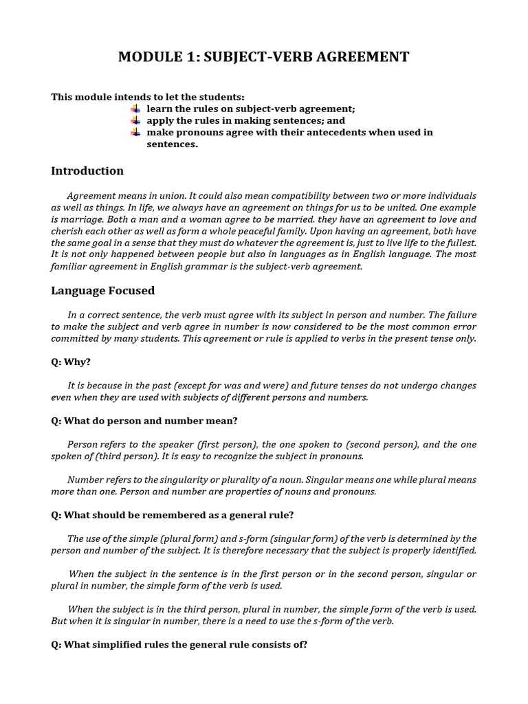 English 7 Module | PDF | Grammatical Number | Plural