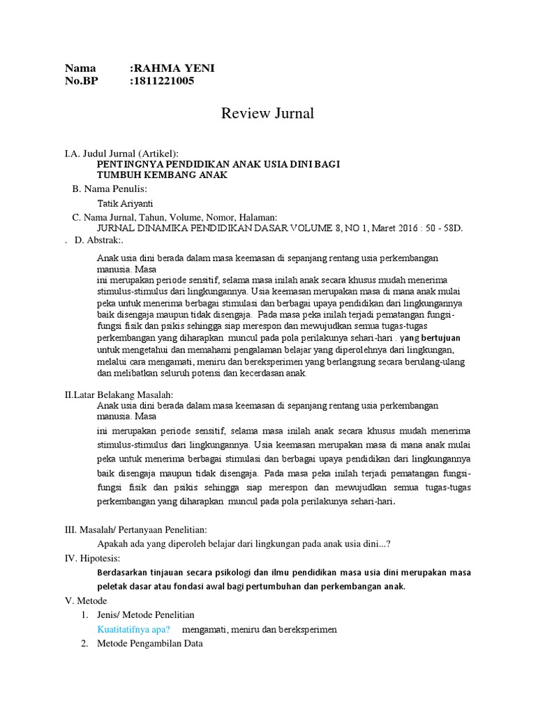 Contoh Format Review Jurnal-1 | PDF