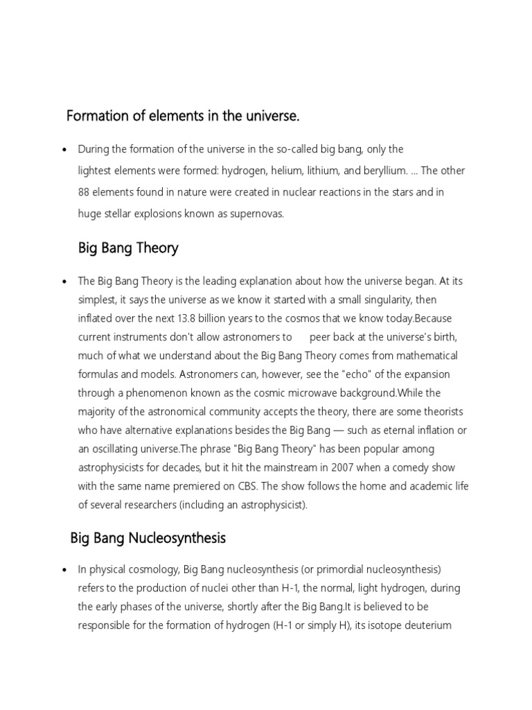 Formation of Elements in The Universe | PDF | Neutron | Nuclear Fusion