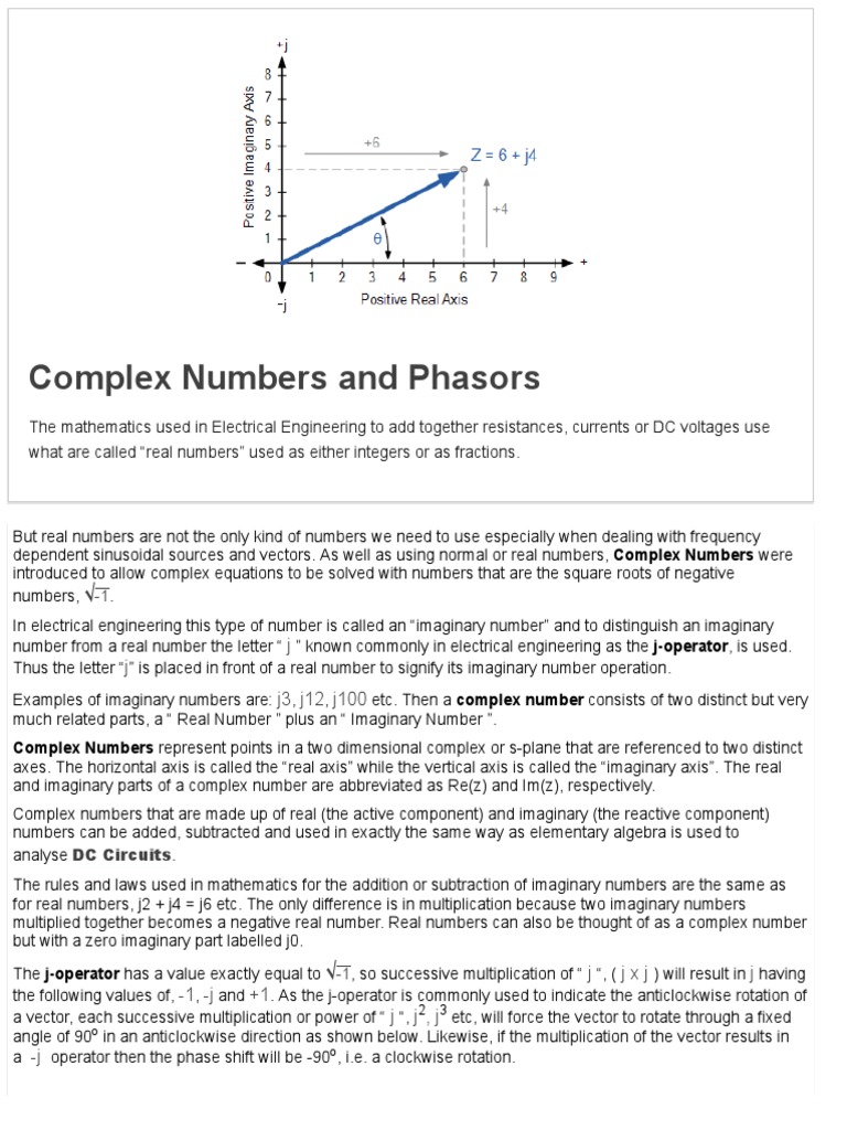 Complex Numbers and Phasors in Polar or Rectangular Form | PDF ...