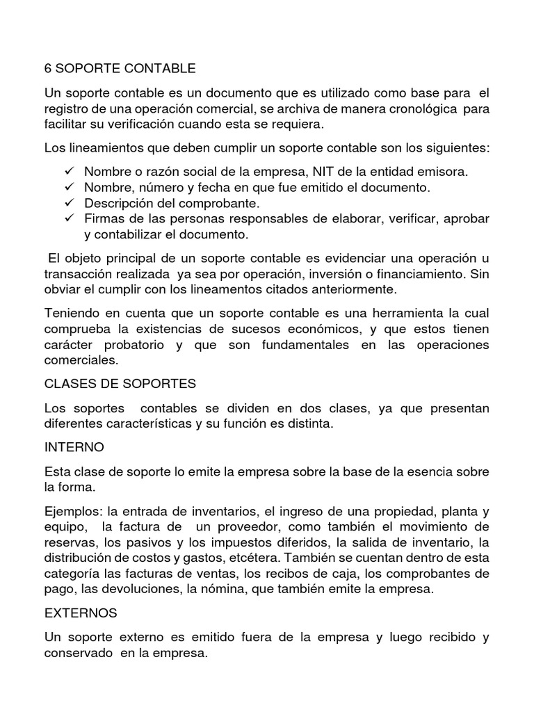 Soporte Contable | PDF | Factura | Contabilidad