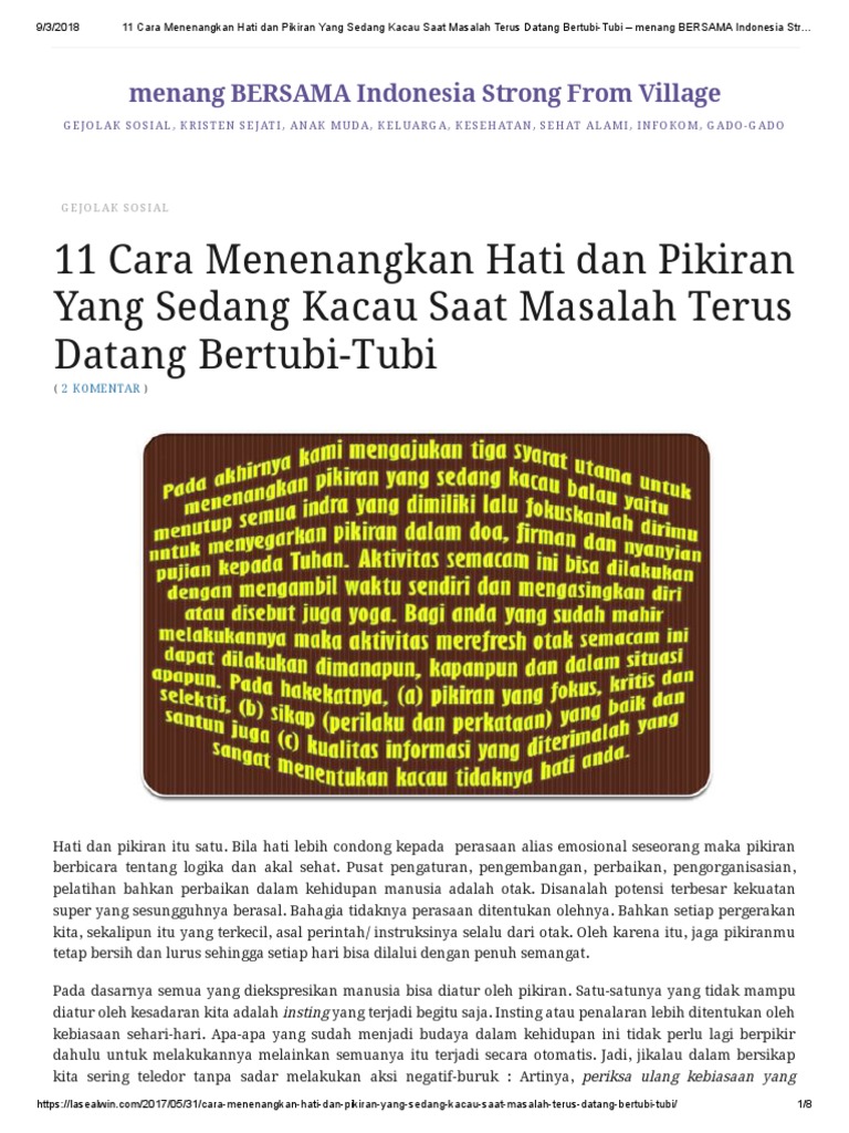 11 Cara Menenangkan Hati Dan Pikiran Yang Sedang Kacau Saat Masalah ...