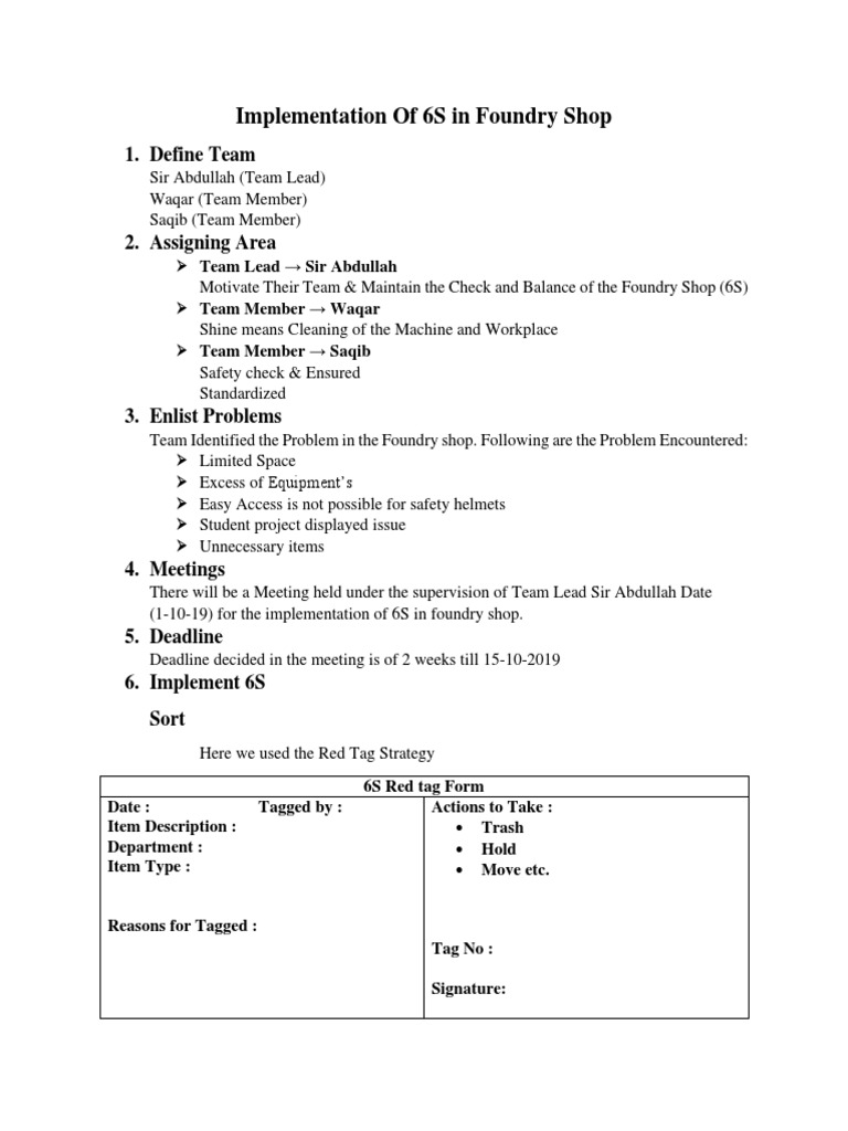 6S Implementation in Foundry Shop | PDF | Occupational Safety And ...