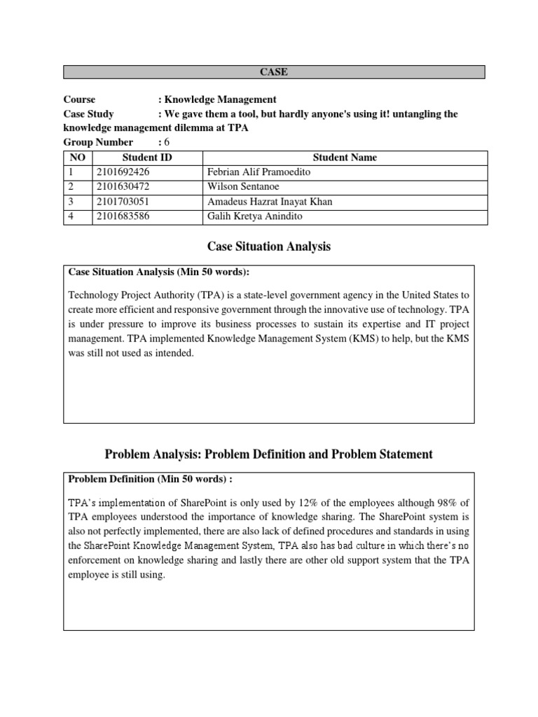 KM Case | PDF | Knowledge | Cognition