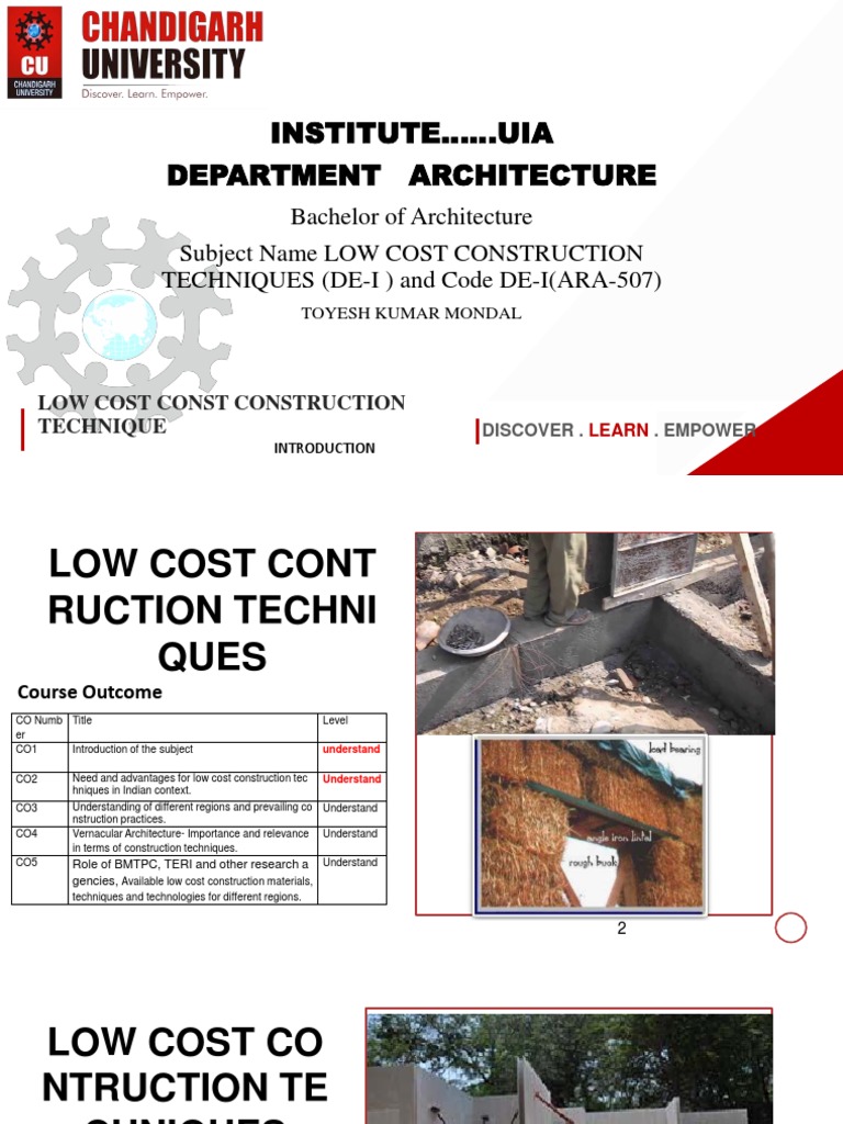Low Cost Construction Techniques Overview | PDF | Building Materials ...