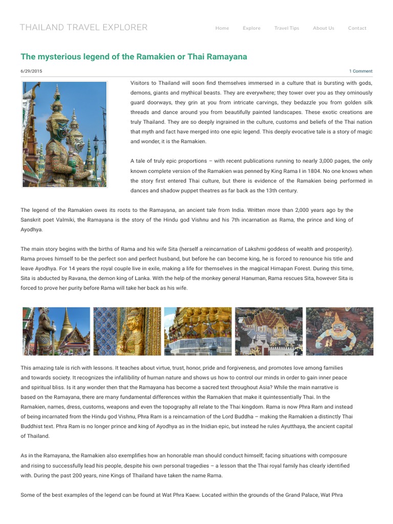 The Ramakien: Thailand's Epic Tale | PDF | Ramayana | Rama