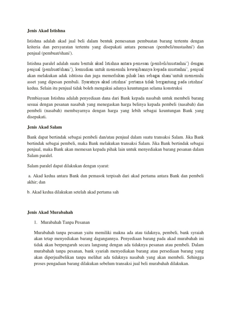 Jenis Akad Istishna | PDF