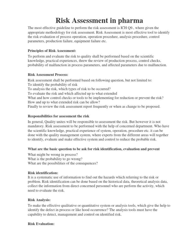 Comprehensive Pharma Risk Assessment Guide | PDF | Risk | Risk Management