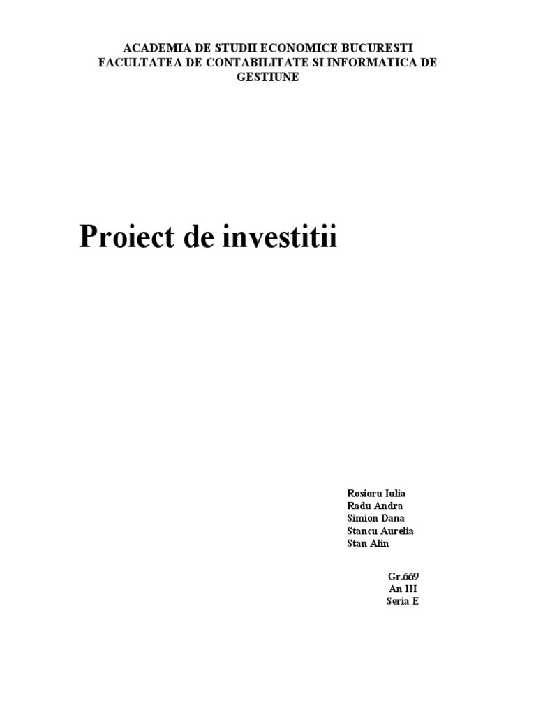 Proiect Final Investitii | PDF