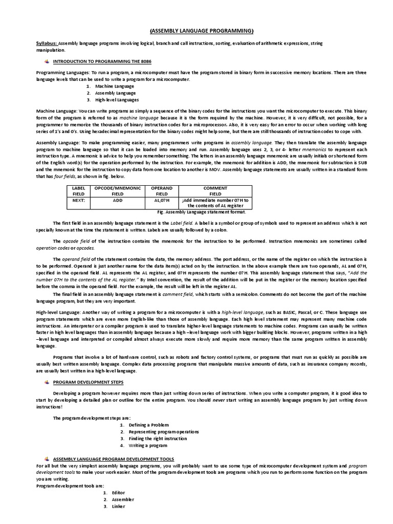 8086 Microprocessor MASM Programs | PDF | Assembly Language | Computer Program
