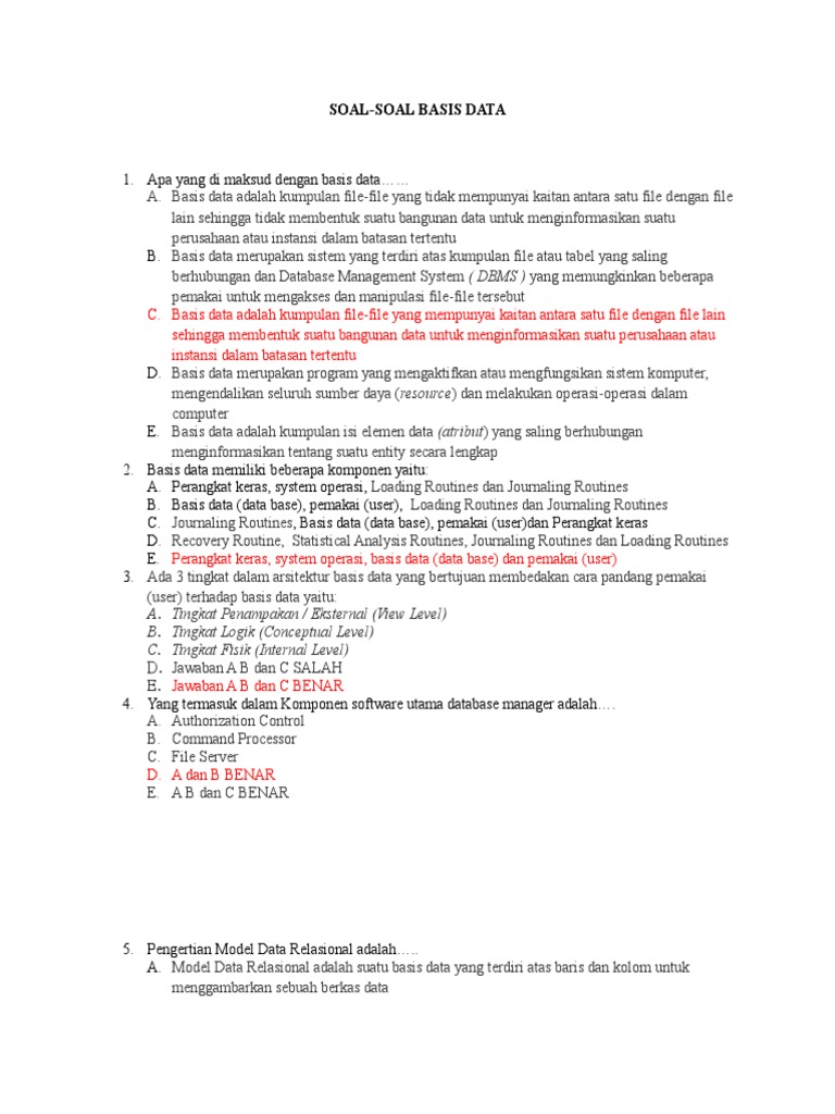 Soal-Soal Basis Data | PDF