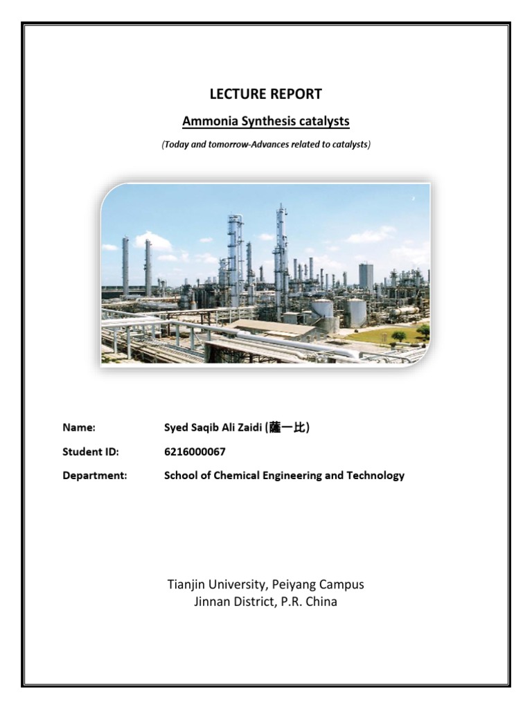 Ammonia Synthesis Catalysts | PDF | Ammonia | Chemical Substances