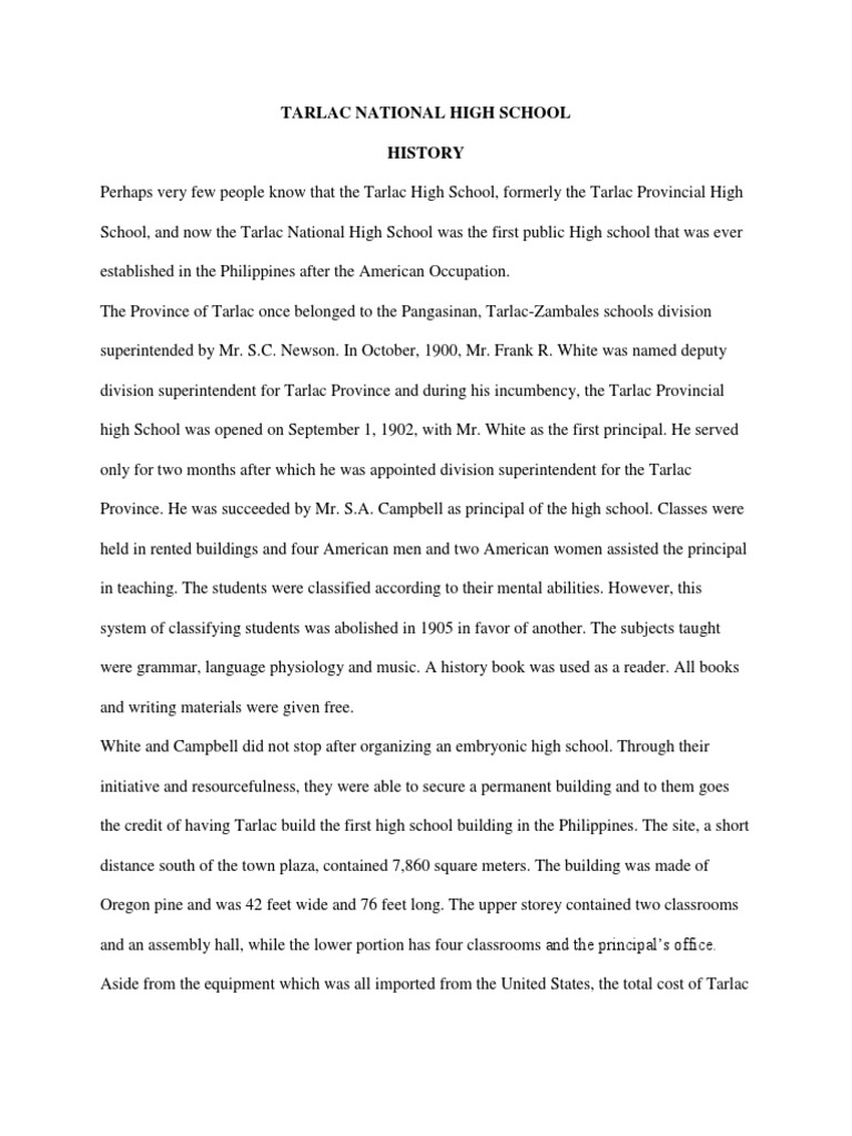 Tarlac National High School | PDF | Schools