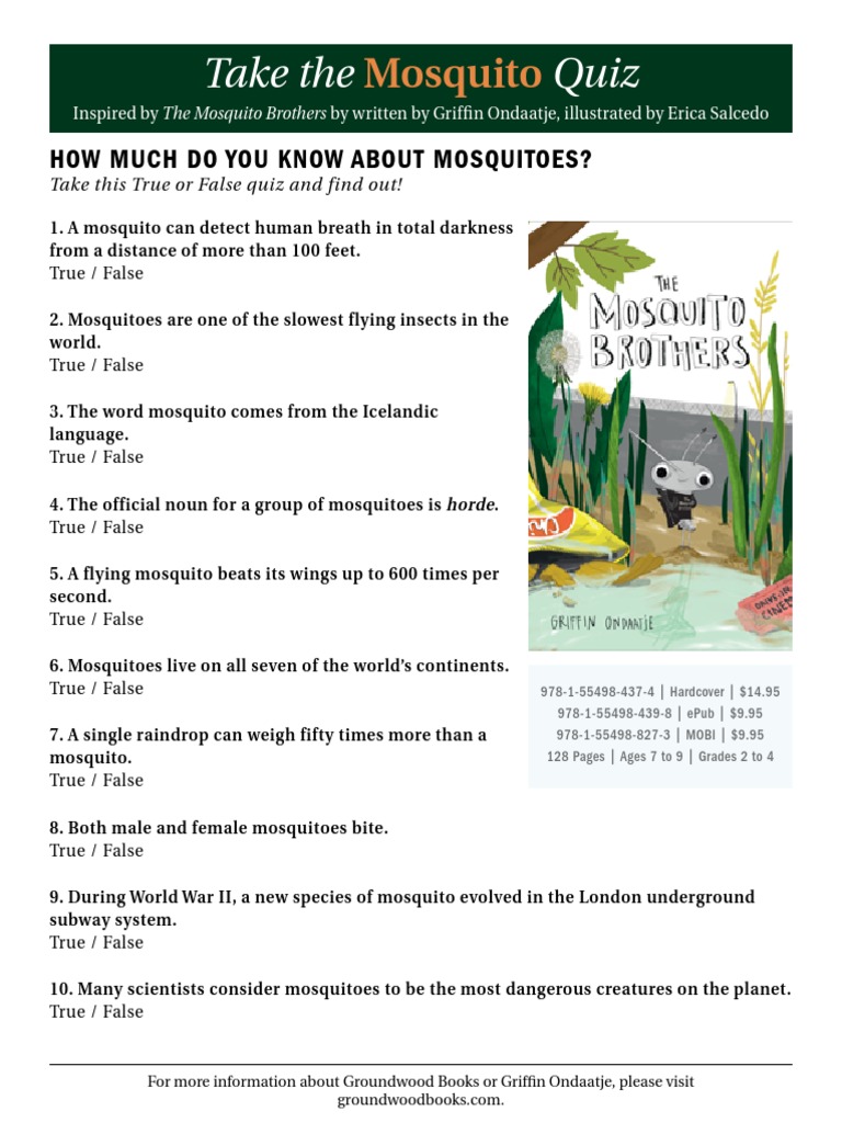 Take The Mosquito Quiz | PDF | Mosquito | Malaria