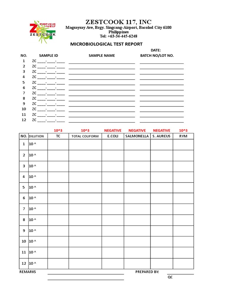 Test Report | PDF | Microbiology | Bacteria