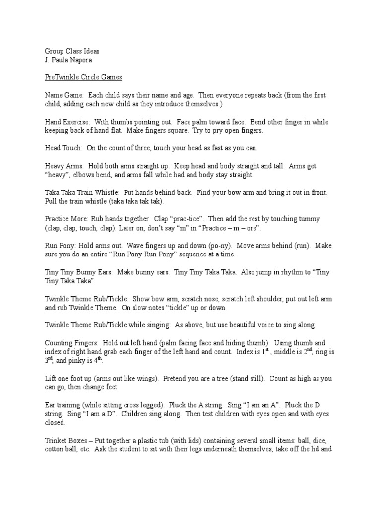 Group Class Ideas | Download Free PDF | Hand | Violin